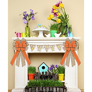 Estivaux Easter Green Ribbons 2.5 Inch ×10 Yards, Easter Wired Edge Ribbons Linen Burlap Ribbons Holiday Craft Ribbon Bows for Gift Wrapping Easter St. Patrick's Day Decorations