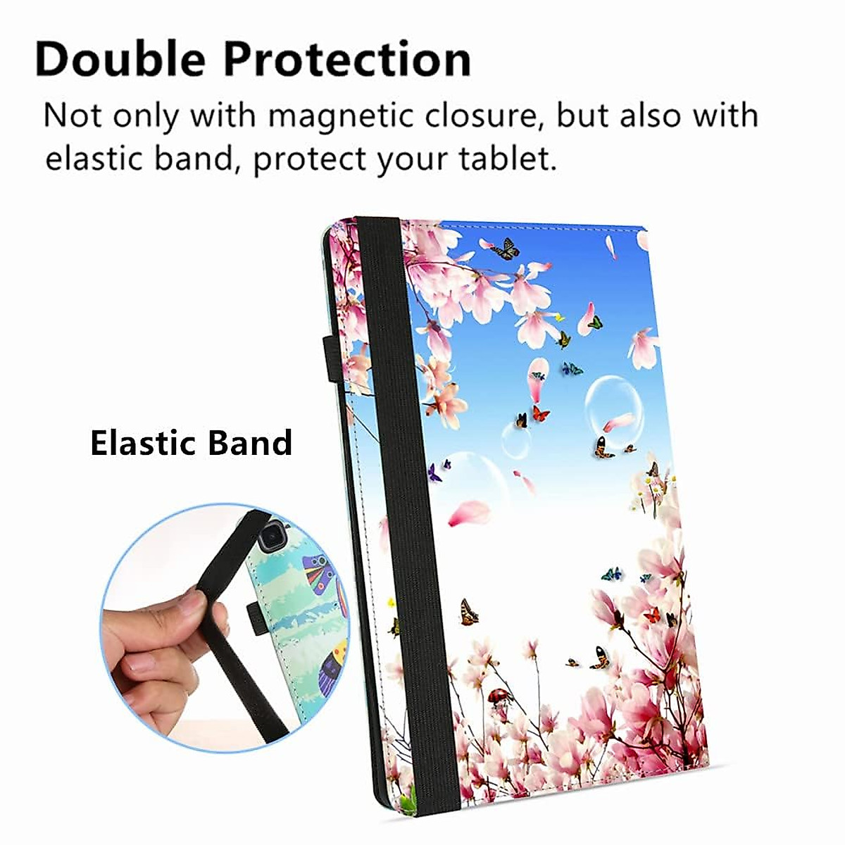 Case for 6" All-New Kindle 11th Generation 2022 Release (Model No.C2V2L3), PU Leather Flip Case Cover with Smart Auto Wake/Sleep and Card Slots for Kindle 2022 11th Gen E-Reader.(Butterfly in Flowers)