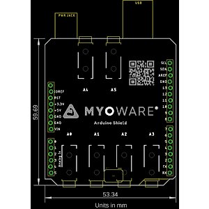 MyoWare 2.0 compatible with Arduino Shield- Connect to your compatible with Arduino R3 board & your MyoWare 2.0 Muscle sensor- Connect up to 6 sensors and/or link shields using TRS to TRS audio cables