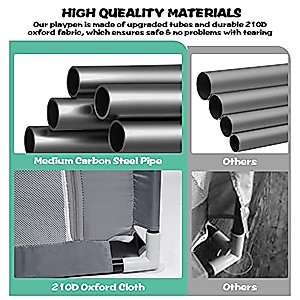 Baby Playpen, 71x59 Extra Large Playpens for Babies and Toddlers, Safe No Gaps Kids Play Yard with Breathable Mesh 2 Handles, Baby Gate Playpen, Baby Fence Indoor & Outdoor （Gray）