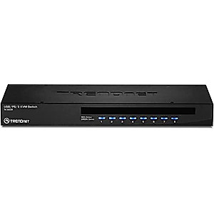 TRENDnet 8-Port USB/PS2 Rack Mount KVM Switch, TK-803R, VGA & USB Connection, Supports USB & PS/2 Connections, Device Monitoring, Auto Scan, Audible Feedback, Control up to 8 Computers/Servers