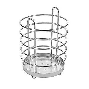 Spectrum Diversified Pantry Works Grande Round Holder & Kitchen Countertop Organizer Cooking Utensil Crock for Kitchen Organization & Storage, Cutlery & Flatware Caddy, Chrome