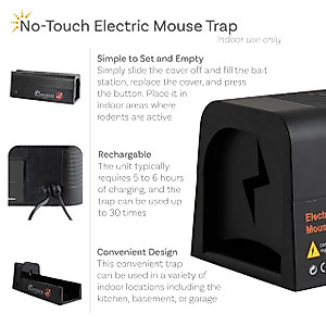 Sunnydaze Electric Mouse Traps Indoor for Home - Rat Zapper Electronic Rat Trap - for Mice and Rats - USB-Powered - Black