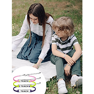 24 Pieces Teach Blessing Bracelets Colorful Greeting Bracelets Graduation Gifts for Women Men Teacher Appreciation Bracelet Graduation Gift Blessing Teacher's Day Gift Presents (Novel Style)