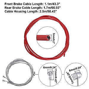 X AUTOHAUX Bike Brake Cable Housing Kit Universal Bicycle Inner Brake Cable Housing for Mountain Road Bicycle Red