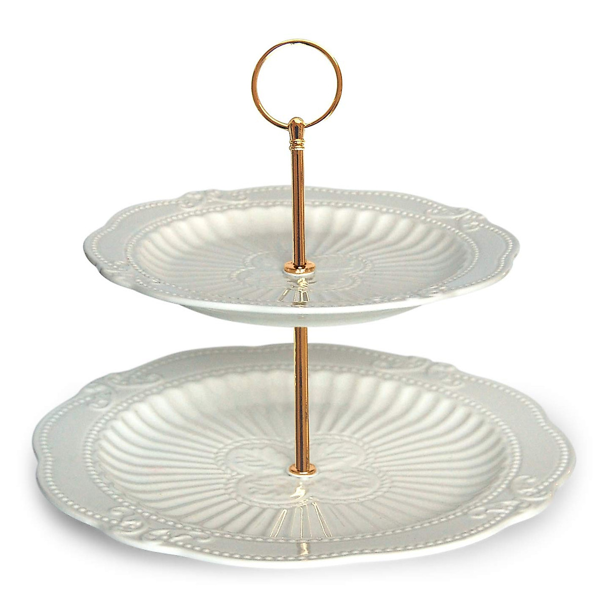 Victoria Interchangeable 2 or 3 Tier Cake Cupcake Dessert Display Stand - Perfect for Entertaining - Elegant Serving Plate/Platter Includes Silver and Gold Hardware