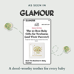 Bookworm Baby Essentials Gift Bundle | Basil The Bookworm Teether and Swaddle Blanket & Beanie Set | Premium 3-in-1 Set for Baby Showers & Newborns