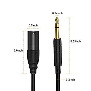 CableCreation 6 Feet TRS 6.35mm (1/4 Inch) Male to XLR Male Cable, Black