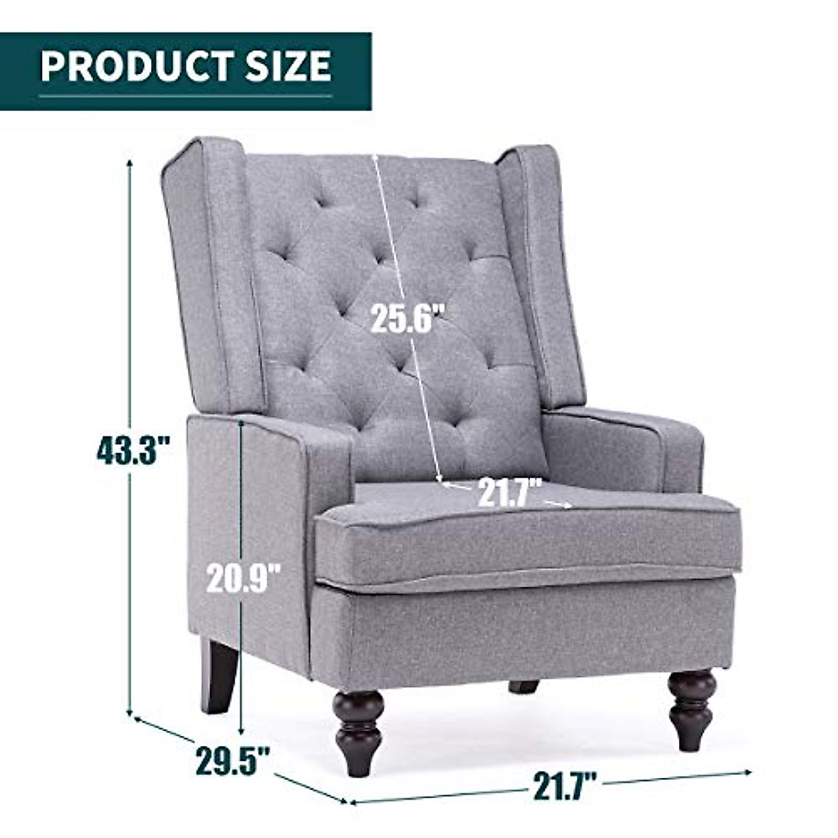 YOLENY Mid Century Accent Chair with Two Sets of Legs,Linen Fabric Glider Rocker Chair with Padded Seat,Upholstered Single Sofa,Rocking Chair for Living Room, Bedroom,Gray