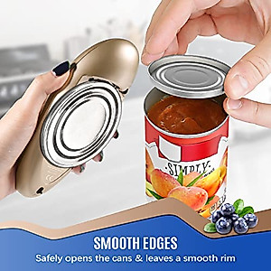 Automatic Electric Can Opener, Open Cans in One Click, Smooth Edge Handheld Hands Free Food-Safe Battery Operated Can Openers, Kitchen Gadget Gift for Chefs, Arthritis and Seniors
