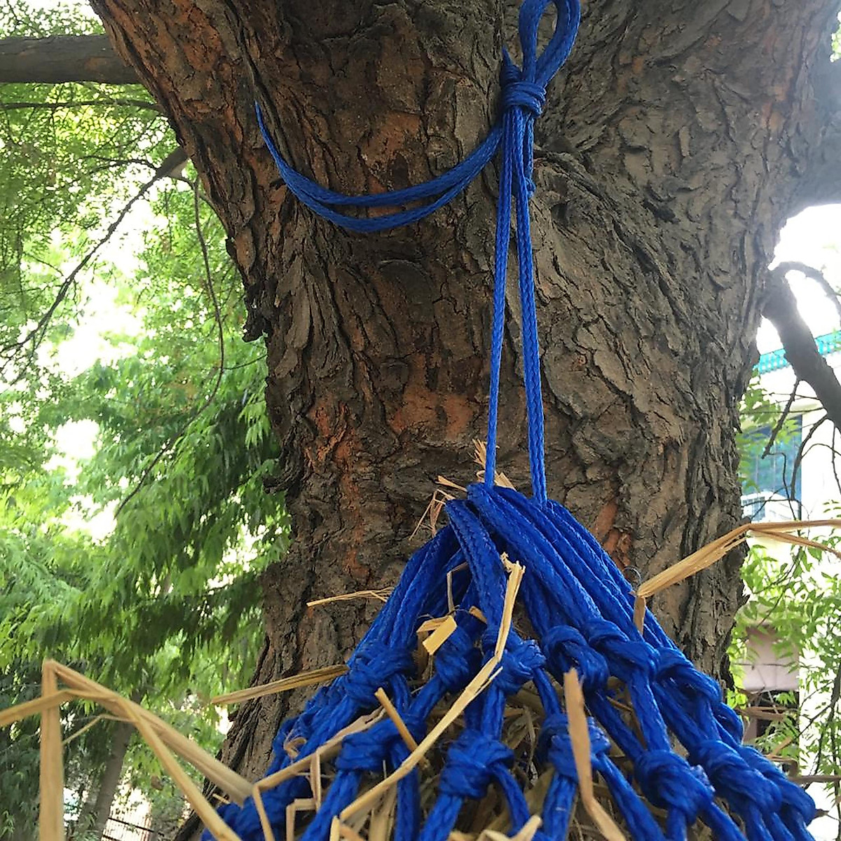 Majestic Ally 2”x2” Holes Highly Durable Very Sturdy 36" Hay Net with for Horses, Goat, Travel Feeder for Trailer and Stall, Reduces Waste (Royal Blue)