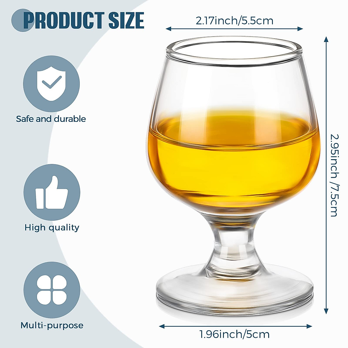 6 Pieces 2 Oz Mini Shot Glass Set Brandy Shot Glasses Tequila Shot Glass Clear Shot Glass Whiskey Glass Cup Tasting Glasses Mini Glass Snifters Cordial Glasses Sherry Glasses for Whiskey Brandy