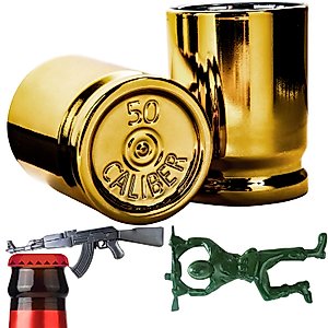 50 Cal Shot Glass,Army Men Bottle Opener,Army Gift for Men in Military,Green Army Bottle Opener,Sergeant Gifts Army,Army Themed Gifts,Shot Accessories Drinking,Cool Shot Glasses for Men