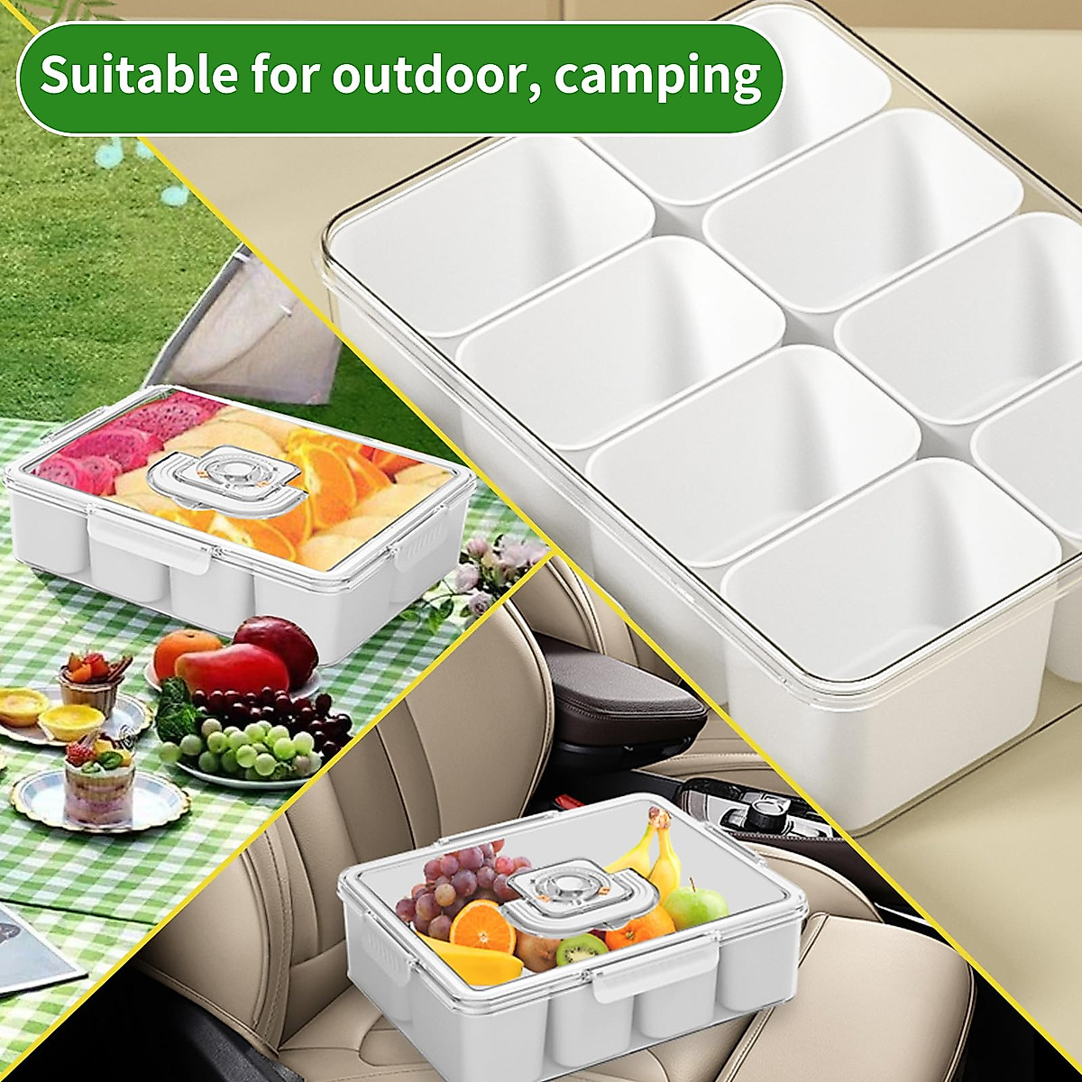 DIY Food Storage Containers, Organizer Boxes with Lids for Vegetables, Fruits, Herbs, Spices, Nuts, Seeds