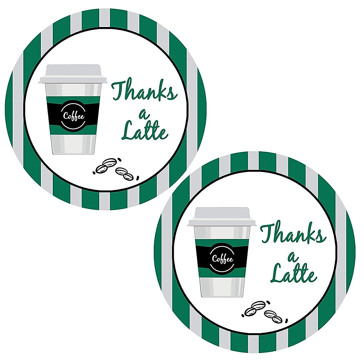 Thanks A Latte Stickers,1.5 Inch Customer Appreciation Labels for Favors Bags,Envelope Seals,Goodie Bags,Suitable for Small Business,Cafe,500 Pcs Per Roll