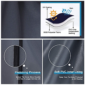 ABCCANOPY Outdoor Rectangular Patio Furniture Covers 600D Oxford Heavy Duty Table Cover Waterproof Windproof Anti-UV Dust Proof Protective Covers Dining Table & Chair Set Cover 90x64x28 inches