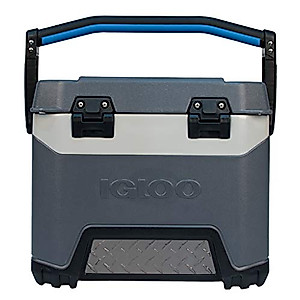 Igloo BMX 25 Quart Cooler with Cool Riser Technology, Fish Ruler, and Tie-Down Points - 11.29 Pounds - Carbonite Gray and Blue