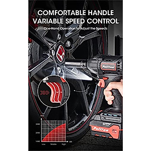 PULITUO Cordless Impact Wrench 1/2 Inch, 20V Electric Brushless Impact Driver Kit w/ 4.0A Li-ion Battery, 4 Pcs Drive Impact Sockets and 1 Hour Fast Charger, High Torque Impact Gun 300ft-lb(400N.m)