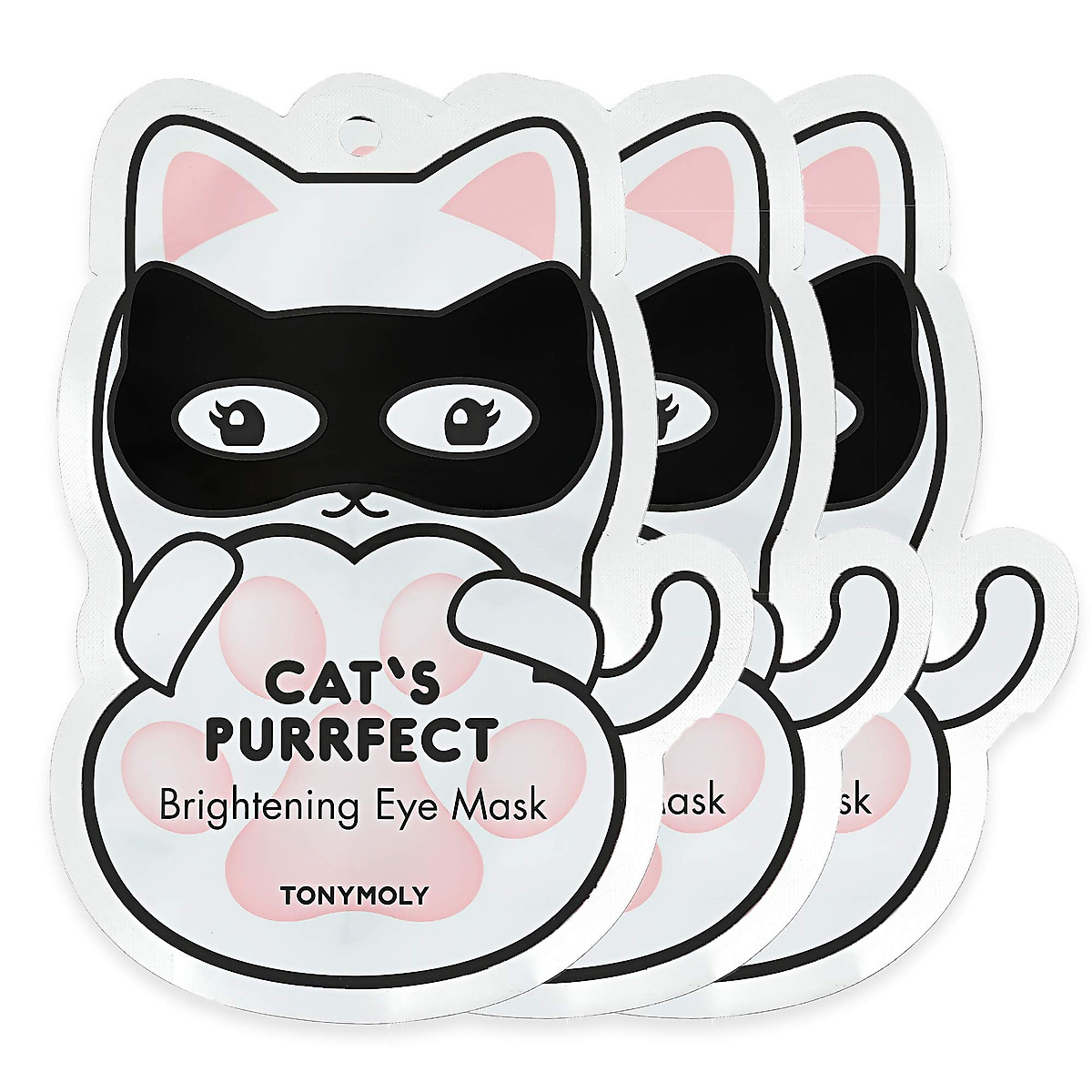 TONYMOLY Cat's Purrfect Brightening Eye Mask, Valentines Gifts, Strengthening Eye Cream, Softens and Hydrates with Milk Protein, 3 ct.