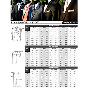 COOFANDY Mens Slim Fit Dress Suit Formal Business Blazer Wedding Prom Blazer Jacket Vest Pants (Dark Grey XS)