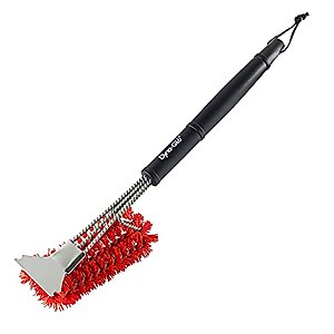 Dyna-Glo DG18GBN-D w Bristles and Stainless Steel Scraper 18" Nylon Grill Brush, Black/red