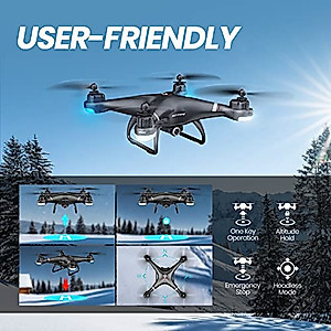 Holy Stone GPS Drone with 1080P HD Camera FPV Live Video for Adults and Kids, Quadcopter HS110G Upgraded Version, 2 Batteries, Altitude Hold, Follow Me and Auto Return, Easy to Use for Beginner