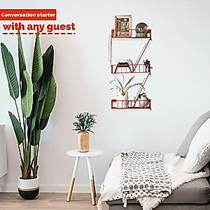 KOTIJOKI Fire Escape Wall Shelf - New York Metal Decorative Shelf with Screwdriver & Screws, Rustic Wall Shelves for Bedroom, Home Décor, Action Figure Display (3-Tier Red Floating Shelves)