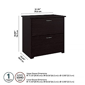 Bush Furniture Cabot 2 Drawer Lateral File Cabinet, Espresso Oak