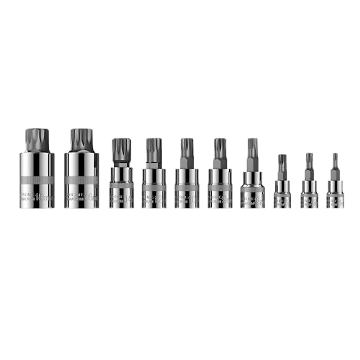 VORXEON 10 Pcs Triple Square Spline Bit Socket Set M4 - M18, S2 Alloy Steel and CR-V XZN Sockets with Storage Case, 1/4” 3/8” 1/2” Drive
