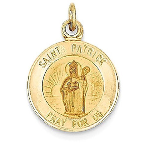 IceCarats 14K Yellow Gold Saint Patrick Medal Necklace Charm Pendant 19mm x 12mm Only