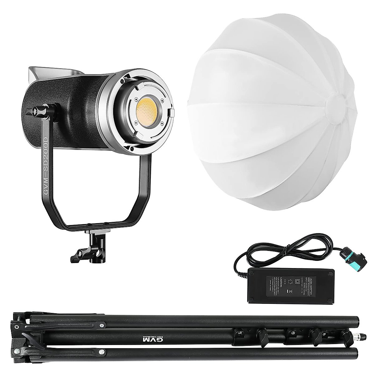 GVM 200W LED Video Light with Lantern Softbox, SD200D Photography Studio Lighting Kit with Bluetooth/DMX Control, 93000lux@0.5m 3200K-5600K Bi-Color Continuous Output Lighting for YouTube