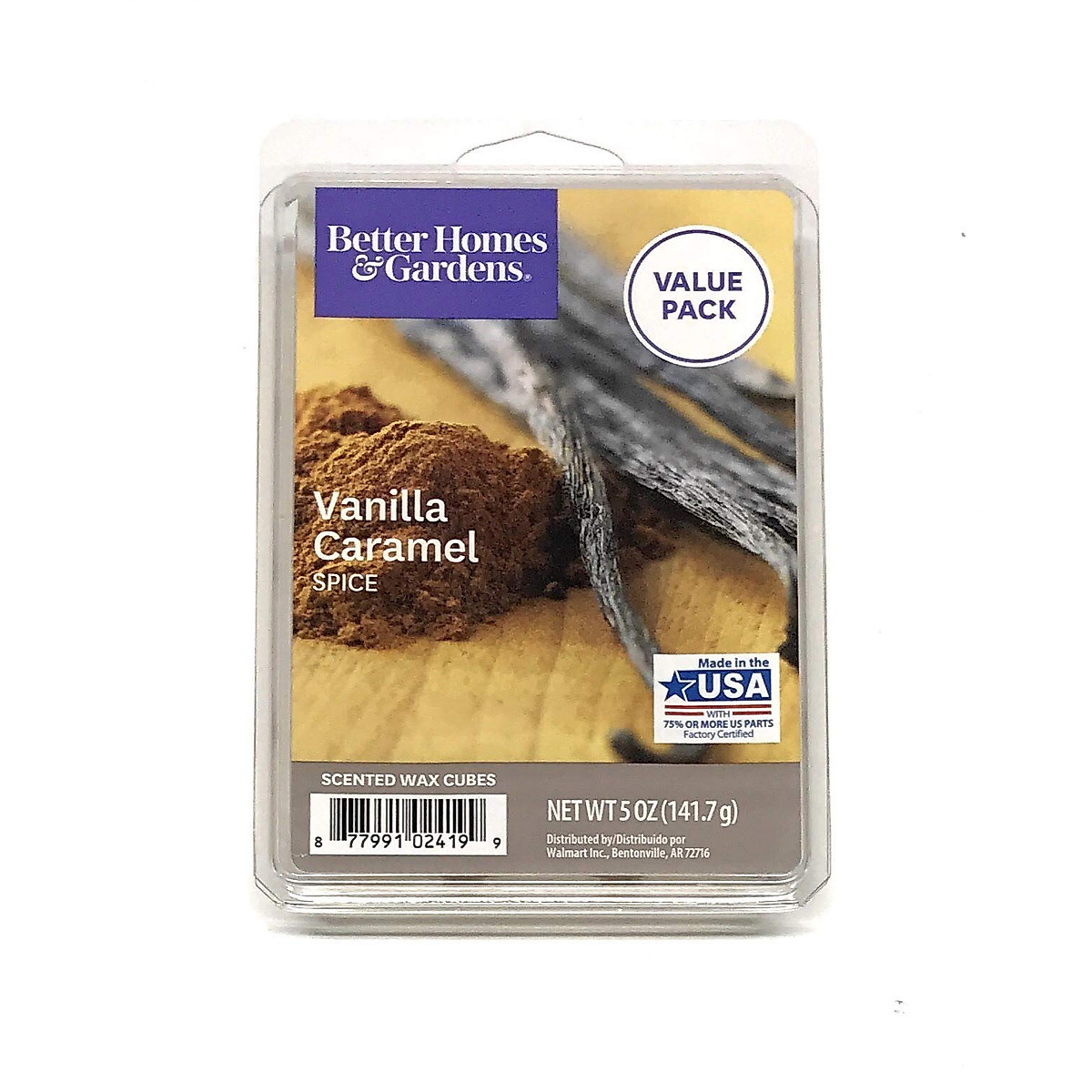 Better Homes and Gardens Vanilla Caramel Spice 5 ounce Scented Wax Cubes