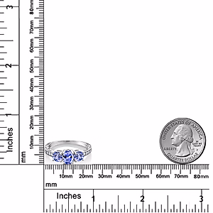 Gem Stone King 10K White Gold Blue Tanzanite and White Lab Grown Diamond 3 Stone Engagement Ring For Women (1.71 Cttw, Oval Gemstone December Birthstone, Available in size 5, 6, 7, 8, 9)
