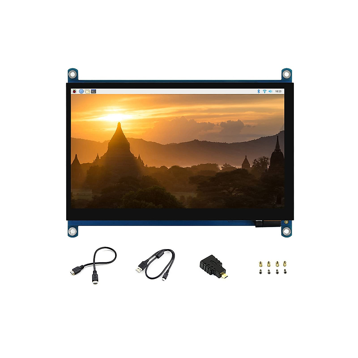 TOP1 7 inch QLED Quantum Dot Display Capacitive Touch Screen Monitor 1024×600 G+G Toughened Glass Panel for Raspberry Pi/Jetson Nano/Game Console, 7HP-CAPQLED