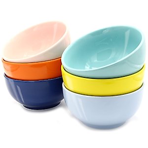 Youngever 28 Ounce Porcelain Bowls, Large Cereal Bowls, Large Soup Bowls, Microwave Safe, Dishwasher Safe, Set of 6 in 6 Assorted Colors
