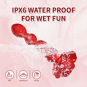 Anal Beads Anal Butt Plug,10 Rotate Twist and Vibrating Modes,Prostate Massager Graded Silicone Design Anal Vibrators for Men,Remote Control Rose Toy for Women,Adult Sex Toys for Couple (Red)