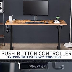 VIVO Electric 55 x 24 inch Stand Up Desk, Height Adjustable Standing Home & Office Workstation with Memory Controller, Rustic Vintage Brown Top, Black Frame, DESK-E155TN