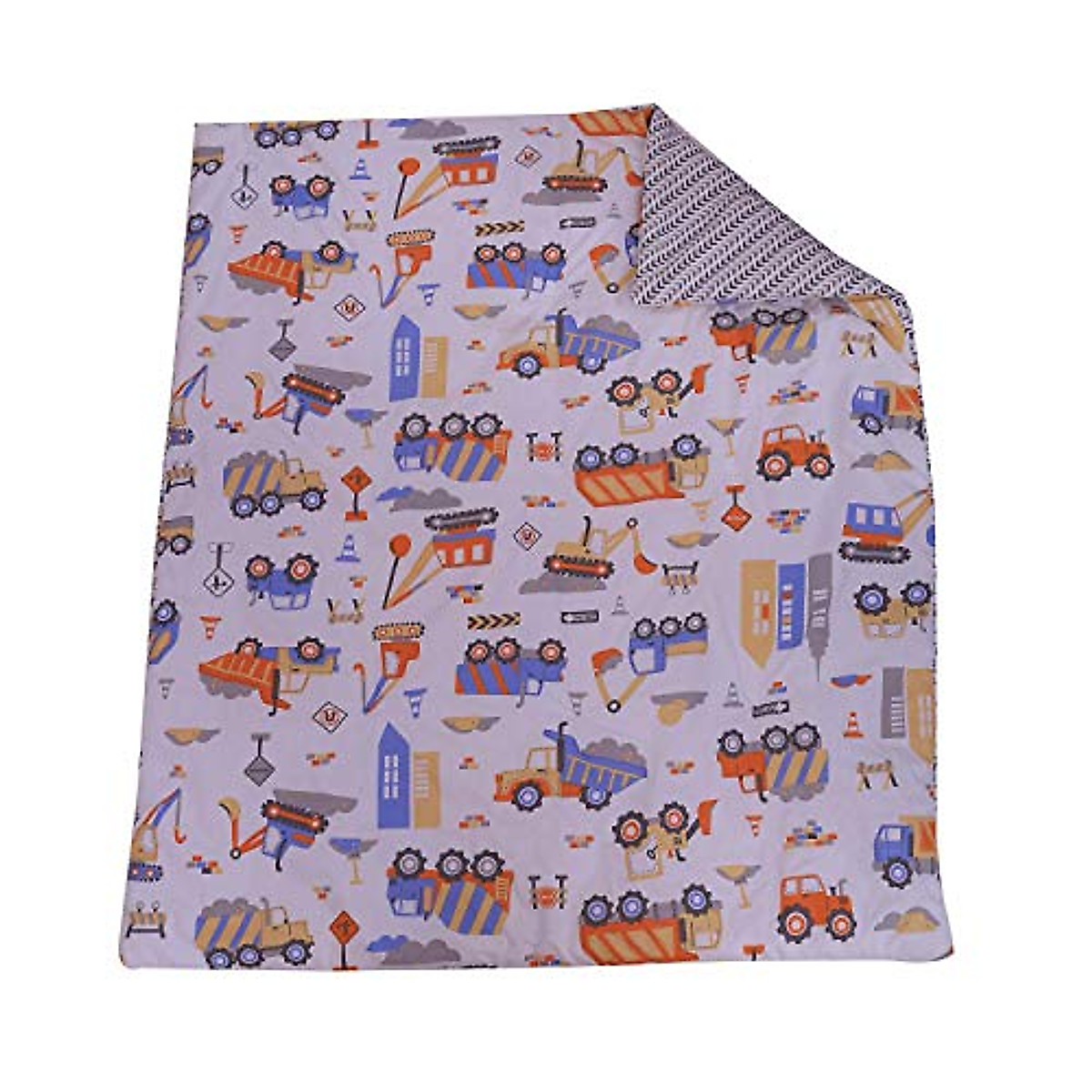 Bacati Construction Multicolor Boys Cotton 4 Piece Toddler Bedding Set 100 Percent Cotton Includes Reversible Comforter, Fitted Sheet, Top Sheet, and Pillow Case for Boys