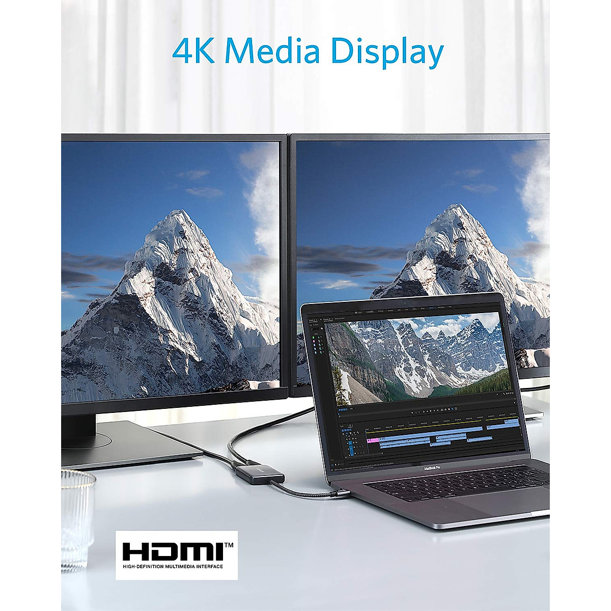 Anker USB C to Dual HDMI Adapter, Compact and Portable USB C Adapter, Supports 4K@60Hz and Dual 4K@30Hz, for MacBook/LenovoYoga/Thinkpad, XPS, and More [macOS only Support SST Mode]