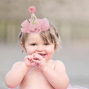 LINLULU Mini Birthday Hat Headband - First Birthday Hat, 1st to 3rd Birthday Hat Headband, Newborn Headbands for Girls, Pet Birthday Hat
