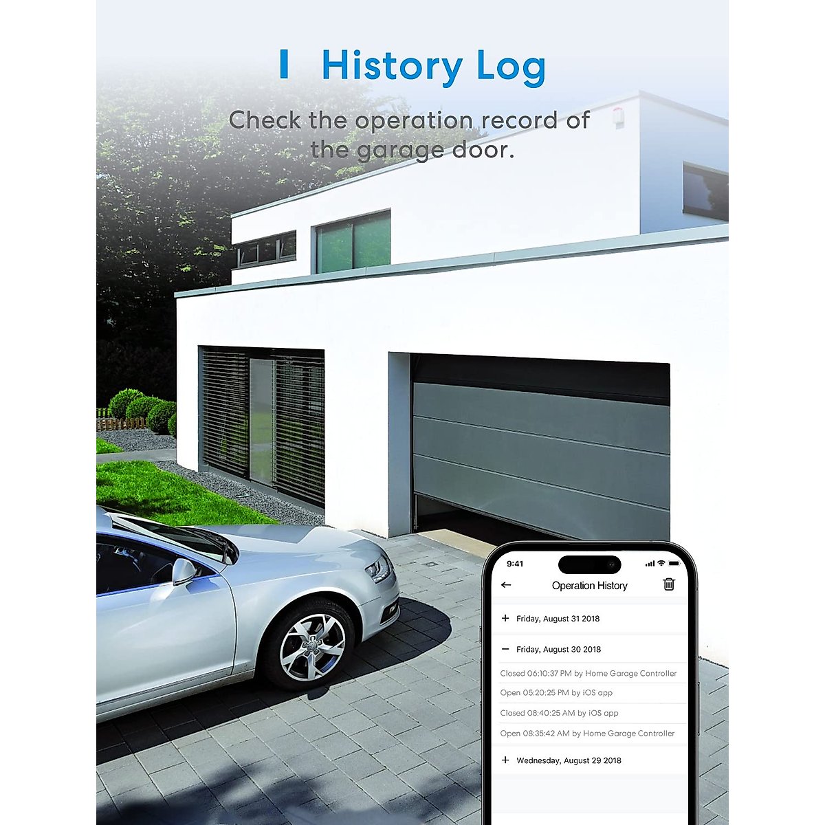 meross Smart Garage Door Opener Remote with External Antenna, Up to 3 Single Doors, APP Control, Compatible with Amazon Alexa, Google Assistant, SmartThings