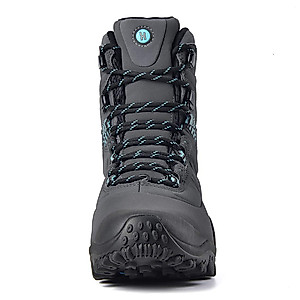 Manfen Women's Hiking Lightweight Waterproof Hunting Ankle Support Boots, Gray/Sky Blue, 8.5