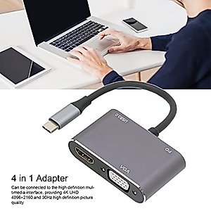 USB Hub, 4 in 1 Silver Metal 5 Gbps High Speed Transmission 4 in 1 Adapter for Phones for Keyboard for Mouse for Laptops