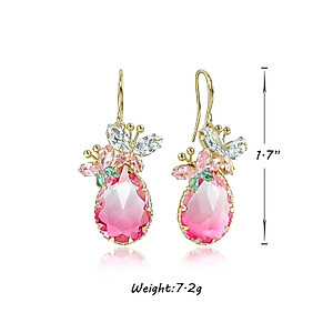 JA.S.JR Crystal Teardrop Earrings CZ Butterfly Earrings Gold Dangle Earrings Jewelry Gift for Women