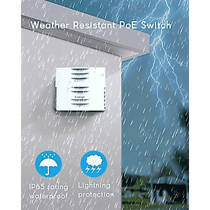 Cqenpr Indoor/Outdoor Waterproof Movable AI PoE Switch, IEEE 802.3af/at/bt, AI Watchdog, PoE++ BT Port 60W Output, Unmanaged.… (Outdoor 8 Port)