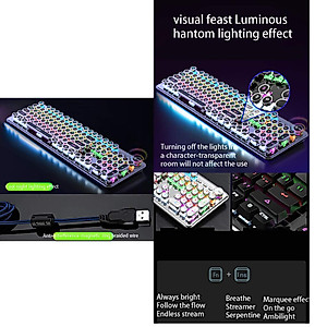 ARCH Mechanical Gaming Keyboard and Mouse Combo 104 Keys Keyboard Computer Ergonomic Programmable Mouse for PC Gamer Computer Laptop (Color : Silver White-Green Shaft)