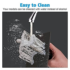 Water Washable 3D Printer Resin - 405nm Water Wash Resin, Low Odor LCD UV Curing 3D Printing Resin – Easy to Clean Photopolymer Resin for SLA 3D Printer (Black, 1KG)