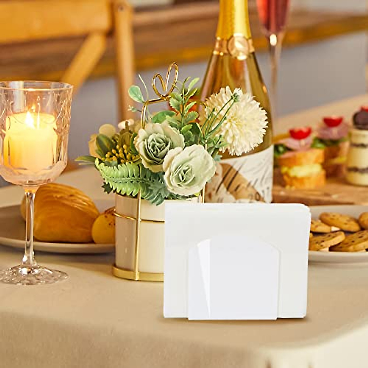 MAJOYLIFE Acrylic Napkin Holder 2 Pack,Thickened U-shaped Napkin Dispenser,Cocktail Wavenapkin Holders for Kitchen Restaurant Bar and Cafe(White)