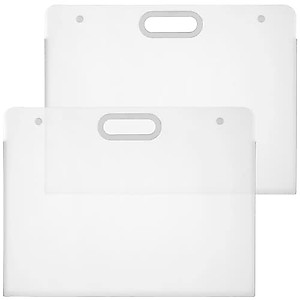 CDOKY 2PCS Art Portfolio Bags, 17.3 x 13.2 Inches Plastic Portfolio Folders with Handles, Waterproof Portfolio Bags for Artwork Keepsakes Drawing Sketches Photography Posters