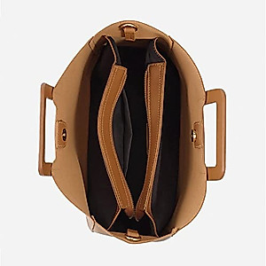 TIJN Square Handle Tote Bag for Women Fashion Purses Handbags Vegan Leather Crossbody Shoulder Bags for Women